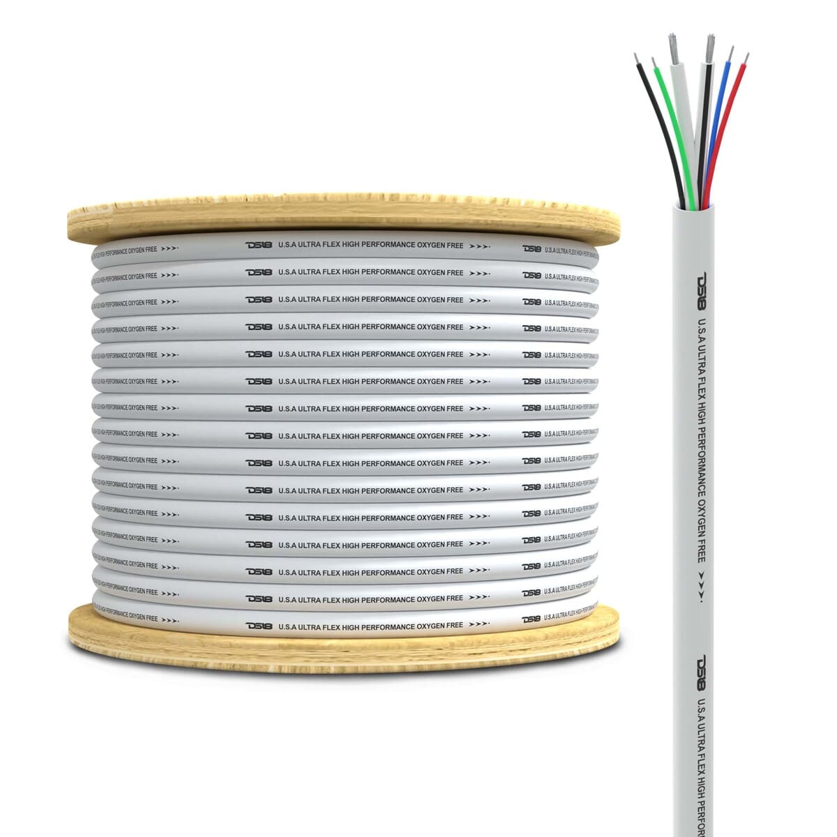 DS18 Marine Tinned OFC 18-GA RGB Wires w/12-GA Speaker Wires 100 Feet