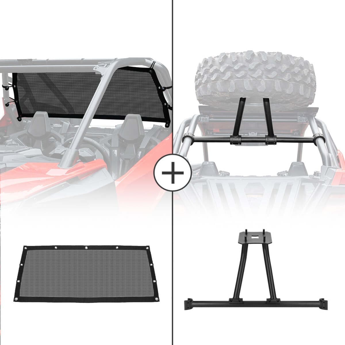 Kemimoto '20-'24 Polaris RZR Pro XP Soft Rear Window Net & Spare Tire