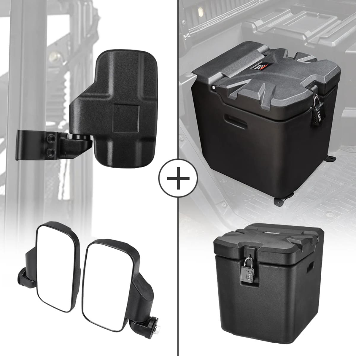 Kemimoto Adjustable Break Away Side Mirrors & Under Seat Storage Box