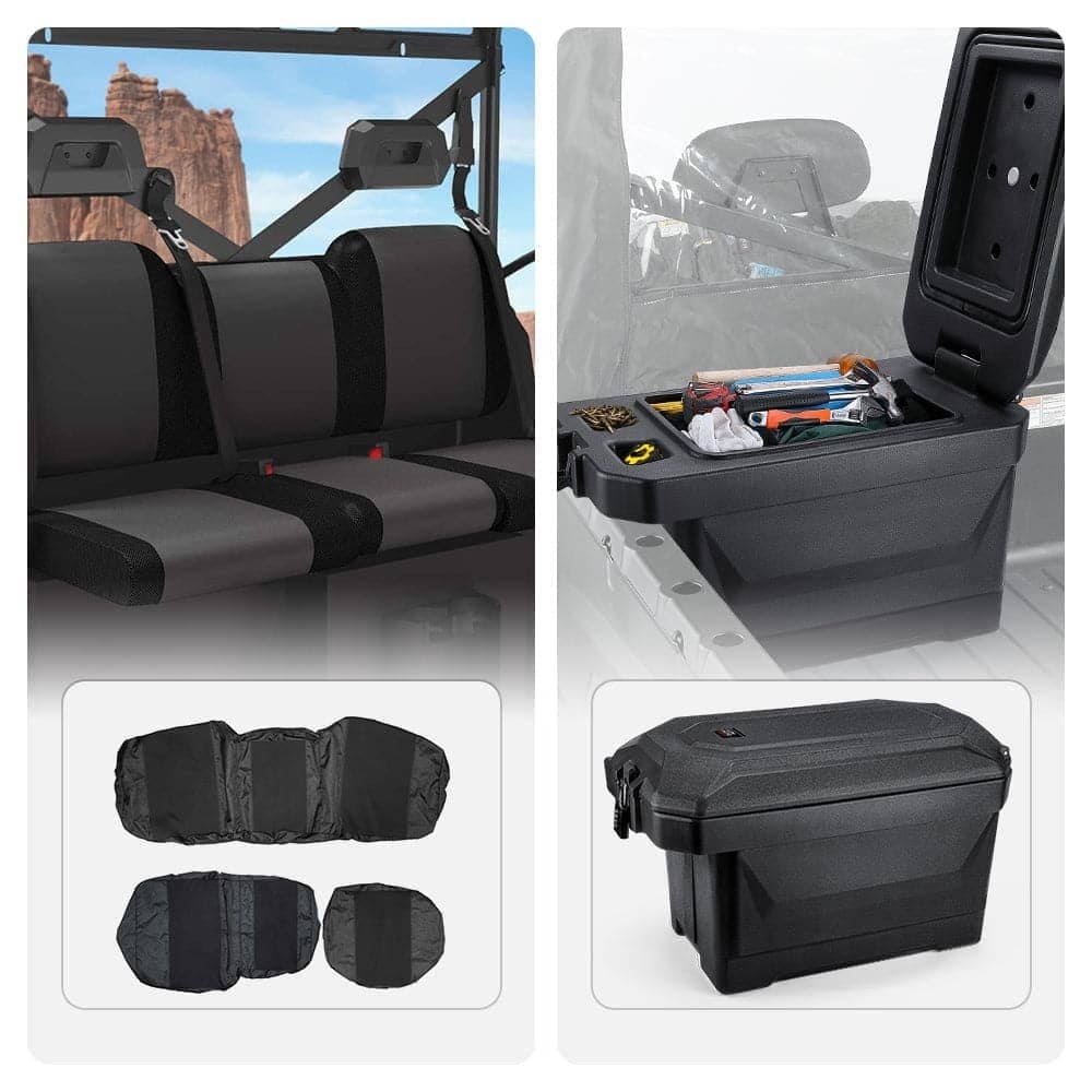 Kemimoto Polaris Ranger UTV Waterproof Seat Cover & Big Size Cargo Box