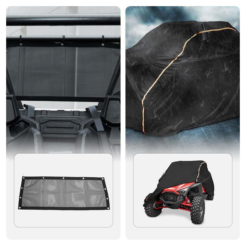 Kemimoto Polaris RZR Pro R Soft Rear Window Net & Heavy Waterproof Cov