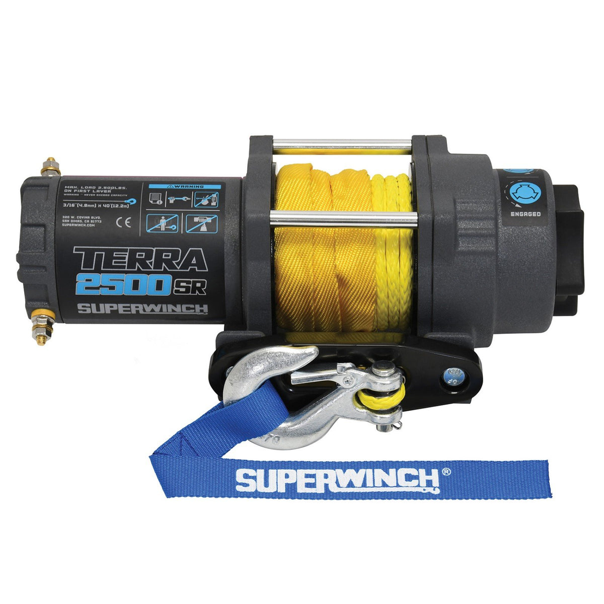 Superwinch 2500 LBS 12V DC 3/16in x 40ft Synthetic Rope Terra 2500SR W