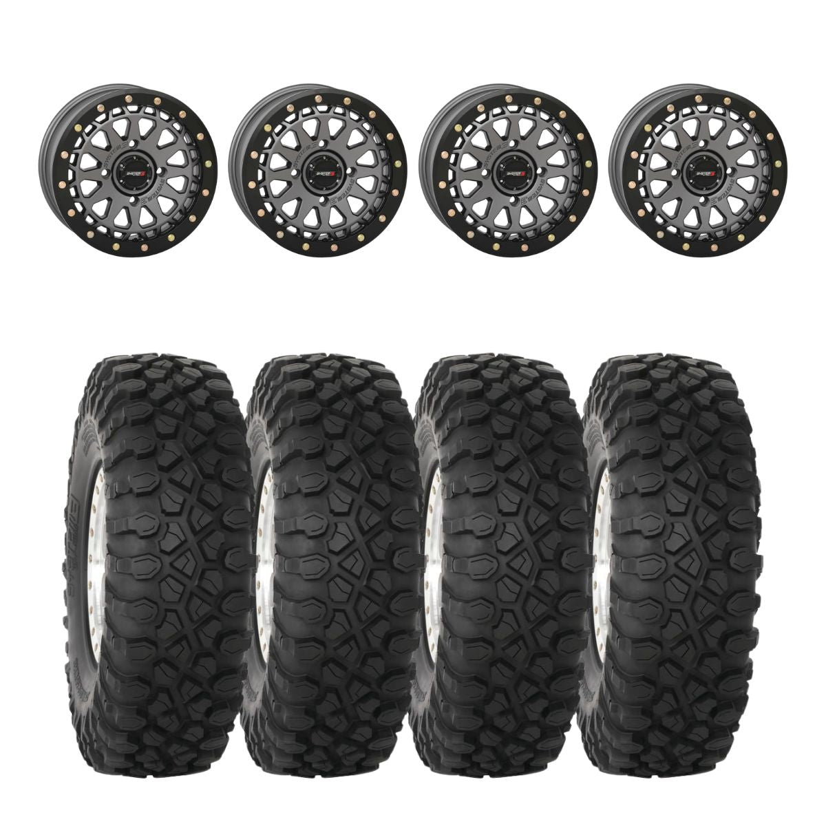 System 3 Gunmetal Grey SB-6 Beadlocks & System 3 Radial XC450 Wheel
